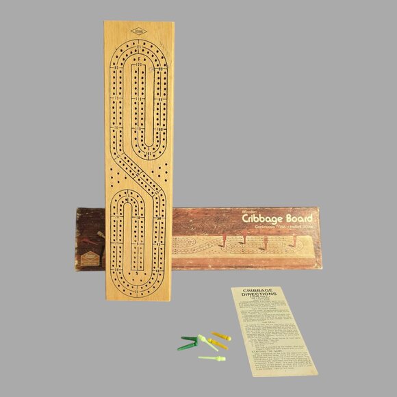 Milton Bradley | Games | Vintage E S Lowe Wooden Cribbage Board 55 ...